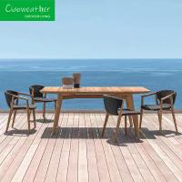 China NO Folded Teakwood Dining Furniture Set Woven Rope Chairs for Hotel Gardens for sale