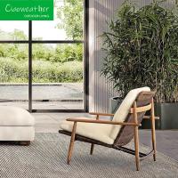 China Outdoor Sofa Lounge Chair Made of Solid Teak Wood with Woven Leather Seats and Sunproof Cushion in Customized Color for sale
