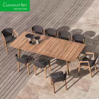 China NO Folded Teakwood Dining Furniture Set Woven Rope Chairs for Hotel Gardens for sale