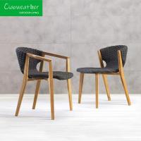 China NO Folded Teakwood Dining Furniture Set Woven Rope Chairs for Hotel Gardens for sale