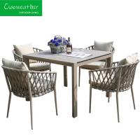 China Waterproof Cushion Hotel Outdoor Metal Side Table for Modern Design Style Garden Patio Aluminum Furniture for sale