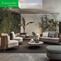 China Modern Minimalist Style Hotel Garden Rattan Outdoor Sofa Set Waterproof Cushioned Seating and Upholstered Upholstery for sale