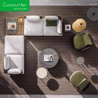 China Modern Minimalist Style Hotel Garden Rattan Outdoor Sofa Set Waterproof Cushioned Seating and Upholstered Upholstery for sale