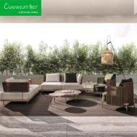 China Modern Minimalist Style Hotel Garden Rattan Outdoor Sofa Set Waterproof Cushioned Seating and Upholstered Upholstery for sale