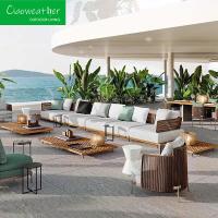 China Modern Minimalist Style Hotel Garden Rattan Outdoor Sofa Set Waterproof Cushioned Seating and Upholstered Upholstery for sale