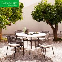 China Waterproof Upholstery Cushion Outdoor Dining Table and Chair Set with Faux Wicker Design for sale