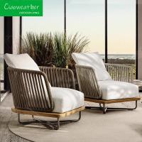 China Hotel Restaurant Rattan Weaving Sofa Set Modern Simple Design Outdoor Furniture with Water-resistant Cushion for sale