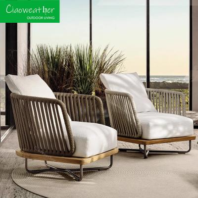 China Hotel Restaurant Rattan Weaving Sofa Set Modern Simple Design Outdoor Furniture with Water-resistant Cushion for sale