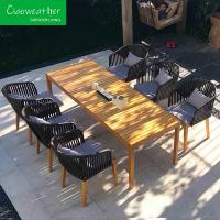 China Waterproof Cushioned Teakwood Dining Chair Set for Modern Hotel Outdoor Furniture in Villa Garden Patio for sale