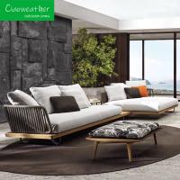 China Hotel Restaurant Rattan Weaving Sofa Set Modern Simple Design Outdoor Furniture with Water-resistant Cushion for sale