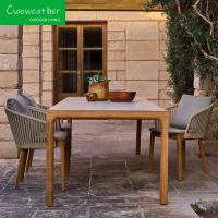 China Waterproof Cushioned Teakwood Dining Chair Set for Modern Hotel Outdoor Furniture in Villa Garden Patio for sale