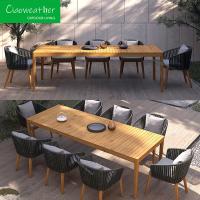 China Waterproof Cushioned Teakwood Dining Chair Set for Modern Hotel Outdoor Furniture in Villa Garden Patio for sale