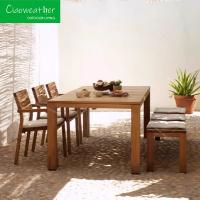 China Modern Style Outdoor Furniture Wood Dining Chair Set with Waterproof Upholstery and Waterproof Cushion for sale