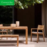 China Modern Style Outdoor Furniture Wood Dining Chair Set with Waterproof Upholstery and Waterproof Cushion for sale