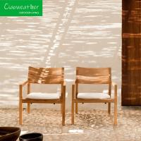 China Modern Style Outdoor Furniture Wood Dining Chair Set with Waterproof Upholstery and Waterproof Cushion for sale