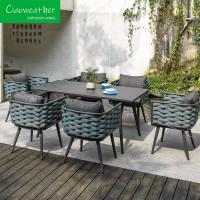 China Waterproof Outdoor Dining Set for Villa Garden Luxury Olefin Rope Rattan Weaving and Cushions for sale
