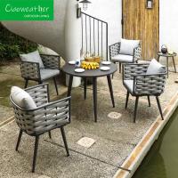 China Waterproof Outdoor Dining Set for Villa Garden Luxury Olefin Rope Rattan Weaving and Cushions for sale