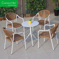China Modern Metal PE Rattan Outdoor Dining Set for Garden Patio and Aluminum Restaurant Coffee Shop Dining Chairs for sale