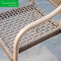 China Modern Metal PE Rattan Outdoor Dining Set for Garden Patio and Aluminum Restaurant Coffee Shop Dining Chairs for sale
