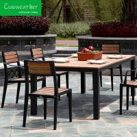 China Outdoor Furniture Modern Teak Wood Dining Table And Chair Set Aluminum Patio Garden Set for Courtyard Design Style Modern for sale