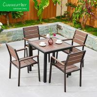 China Outdoor Furniture Modern Teak Wood Dining Table And Chair Set Aluminum Patio Garden Set for Courtyard Design Style Modern for sale