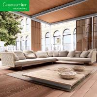 China Water-Resistant Cushion Teak Modular Sofa L Shape for Garden Resort Hotel Waterproof Outdoor Design for sale