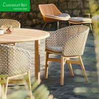 China Customized Color Modern Teak Wood Garden Sofa Chair Rattan Wicker Weaving Garden Chair for Outdoor Furniture in Hotels for sale