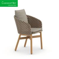 China Customized Color Modern Teak Wood Garden Sofa Chair Rattan Wicker Weaving Garden Chair for Outdoor Furniture in Hotels for sale