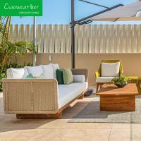 China Water-Resistant Cushion Teak Modular Sofa L Shape for Garden Resort Hotel Waterproof Outdoor Design for sale