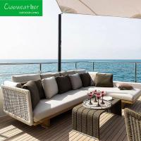 China Water-Resistant Cushion Teak Modular Sofa L Shape for Garden Resort Hotel Waterproof Outdoor Design for sale