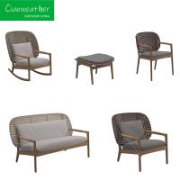 China Set of Luxury Teak Wood Wicker Sofas for Garden Outdoor Hotels Villas Courtyards Modern Design for sale