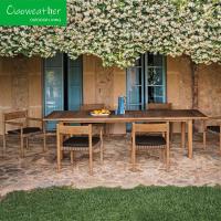 China Modern Hotel Outdoor Furniture Set PE Rattan Solid Teak Wood Courtyard Chair and Garden Dining Table with Outdoor Cushion for sale