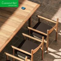 China Modern Hotel Outdoor Furniture Set PE Rattan Solid Teak Wood Courtyard Chair and Garden Dining Table with Outdoor Cushion for sale