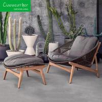 China Outdoor Teak Wood Rope Sectional Couch Sofa Set For Garden For Outdoor Furniture Cushion Outdoor Foam water-resistant Fabric for sale