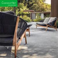 China Outdoor Teak Wood Rope Sectional Couch Sofa Set For Garden For Outdoor Furniture Cushion Outdoor Foam water-resistant Fabric for sale