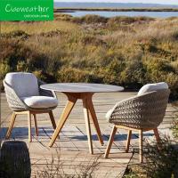 China Outdoor Garden Courtyard Waterproof Fabric Dining Chair with Teakwood Frame and NO Folded Design for sale