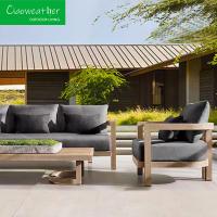 China Waterproof Fabrics Solid Teak Wood Garden Sofa for Customized Color in Modern Hotels and Villas for sale