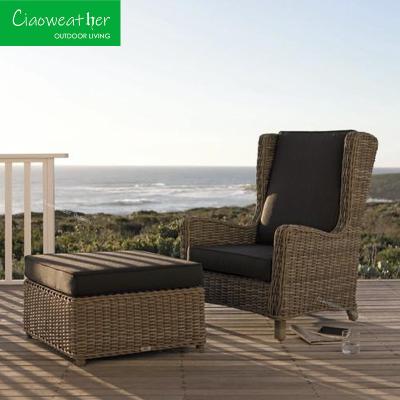 China Modern Outdoor Furniture Patio Rattan Armchair Wicker Dining Chair with Comfortable Cushions for sale