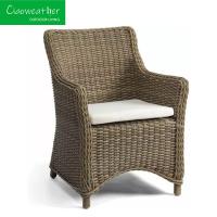 China Modern Outdoor Furniture Patio Rattan Armchair Wicker Dining Chair with Comfortable Cushions for sale