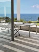 China Customized Designs Luxury Patio Furniture Set Solid Wood Dinning Table with Teak Wood Tabletop and 6 Plastic Wood Chairs for sale