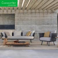 China Outdoor Handmade Rattan Rope Sofa Set Modern Metal Frame for Garden Enjoyment for sale