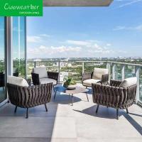China Outdoor Handmade Rattan Rope Sofa Set Modern Metal Frame for Garden Enjoyment for sale