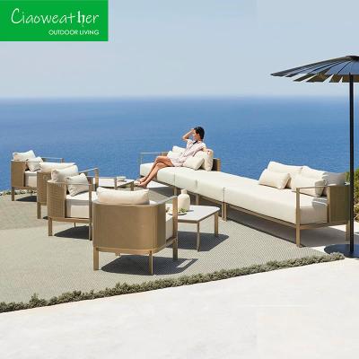 China Stainless Steel Sectional Sofa and Chair Set for Modern Garden Furniture in Villa Hotel for sale