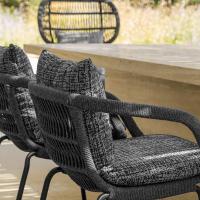 China Outdoor Dining Furniture Rattan/Wicker Dining Chair with Armrest and Cushion Outdoor Foam water-resistant Fabric for sale
