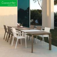 China Modern Design Stackable Garden Armrest Chair for Hotel Restaurant Banquet Rattan Wood Patio Furniture for sale