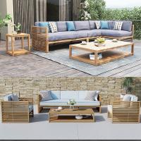 China Outdoor Patio Furniture Garden Teak Sofa Set with Original Set Type and Water-Resistant Fabric Cushion for sale