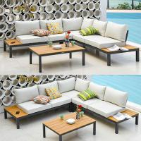 China Modern Outdoor Furniture Luxury Teak Wood Sofa Set and Table for Custom Garden Custom for sale