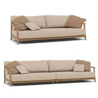 China Modern Villa Garden Patio Teak Wood Lounge Set with Cushion and Coffee Table for sale