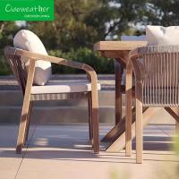 China Hotel Outdoor Standard Patio Rope Weaving Teak Wood Garden Table and Chair Set for Dining Furniture for sale