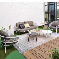 China Villa Outdoor Outdoor Rattan Weaving Garden Chair Sofa Set with Water-Resistant Cushion for sale